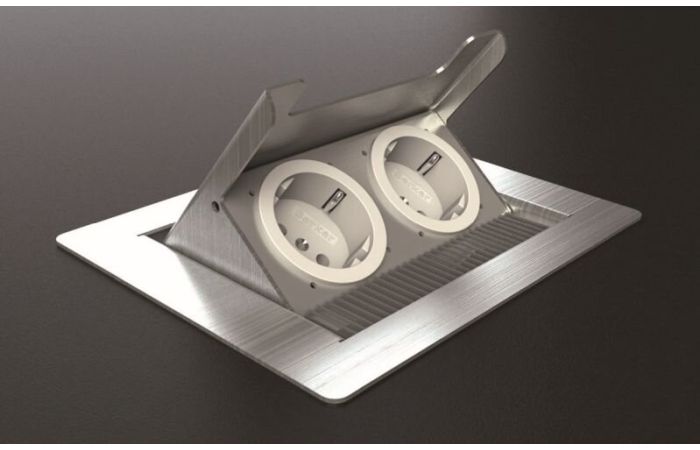 Dėžutė grindinė su nerūdijančio plieno dangčiu su įgilinimu 15mm ...