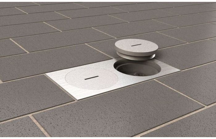 Dėžutė grindinė su dangčiu aliuminio spalvos IP67 1xSCHUKO ...